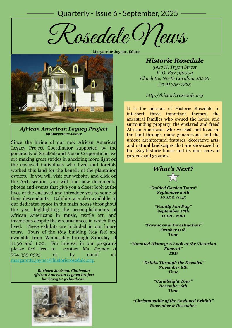 Newsletters - Historic Rosedale
