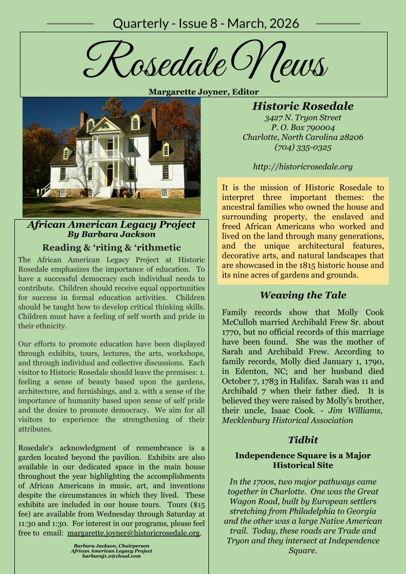 Newsletters - Historic Rosedale